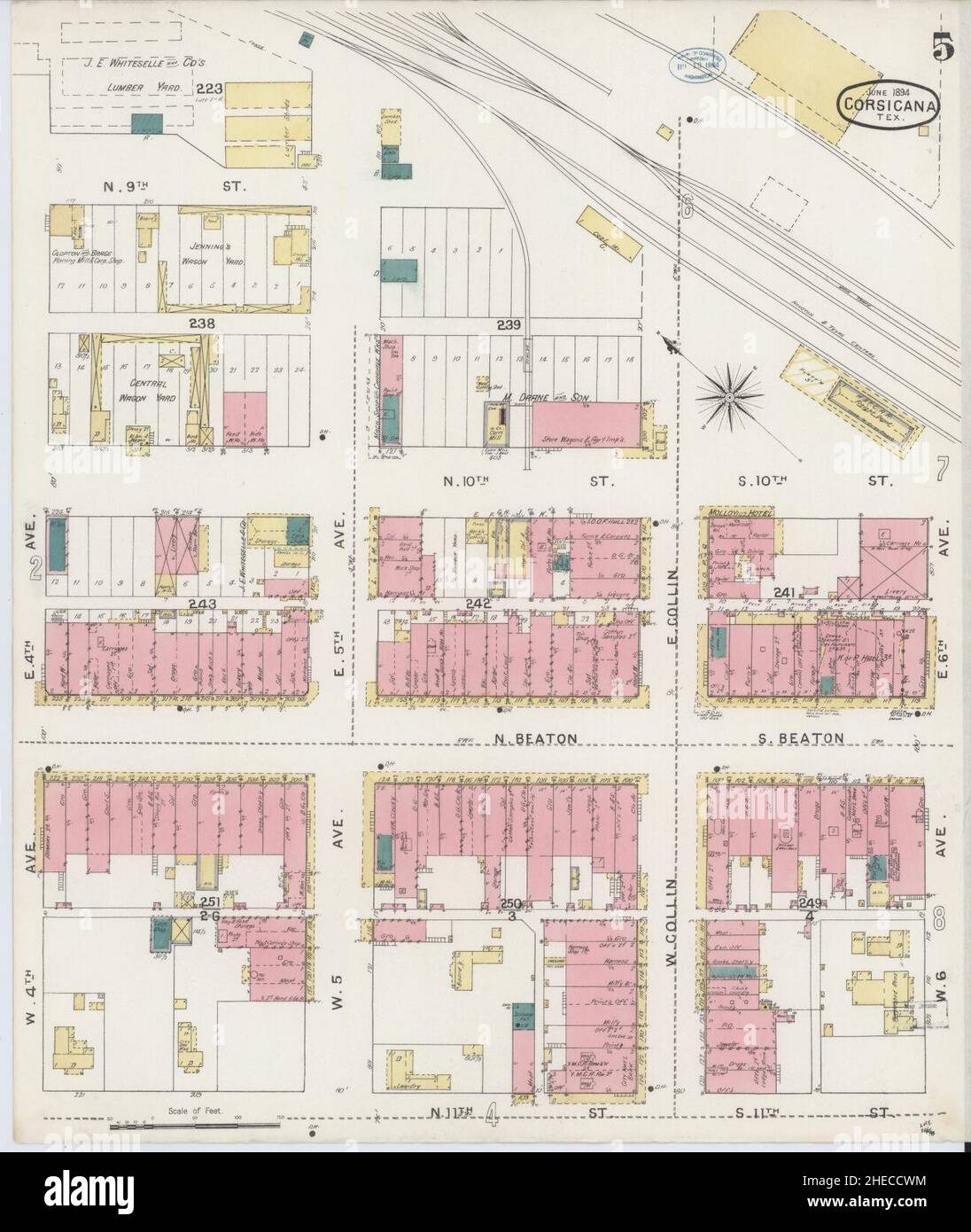 Sanborn Fire Insurance Map from Corsicana, Navarro County, Texas Stock ...