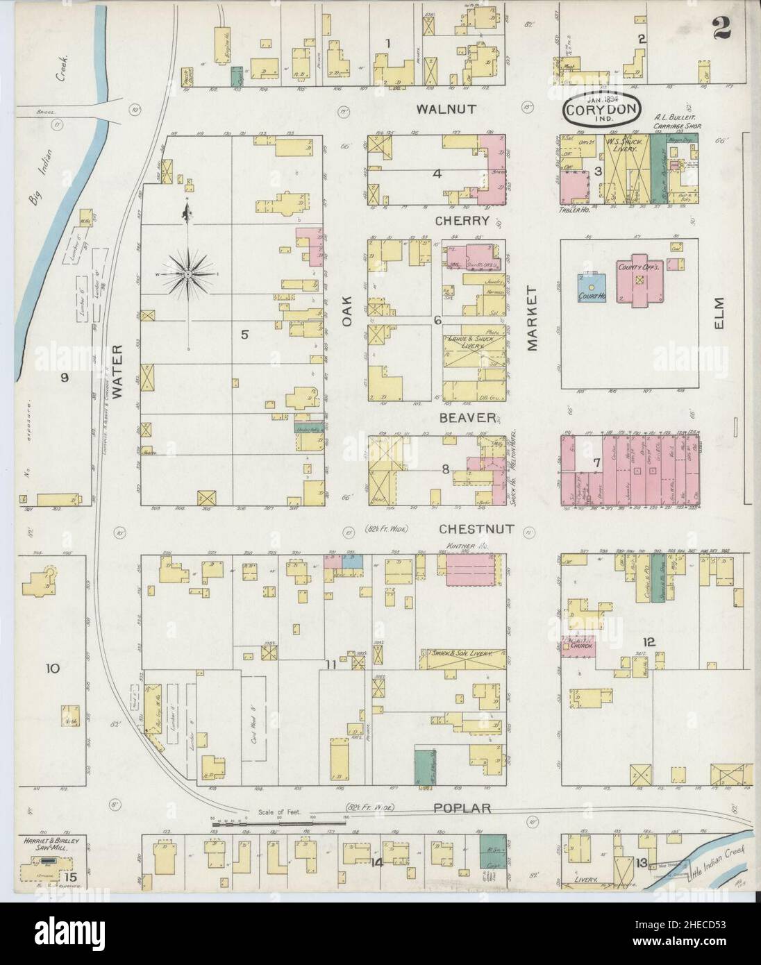 Sanborn Fire Insurance Map from Corydon, Harrison County, Indiana Stock ...