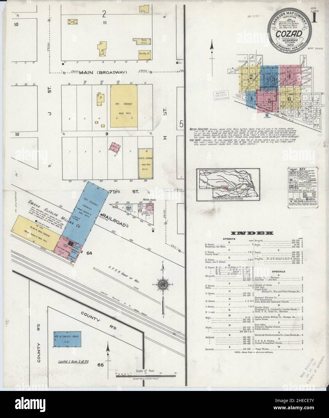 Sanborn Fire Insurance Map from Cozad, Dawson County, Nebraska Stock ...