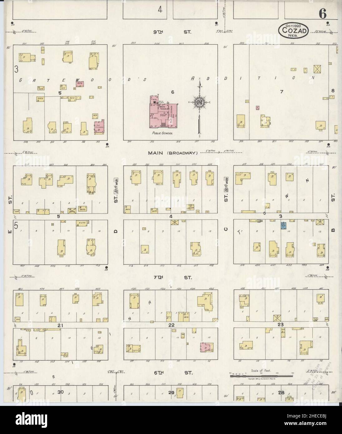 Sanborn Fire Insurance Map from Cozad, Dawson County, Nebraska Stock ...