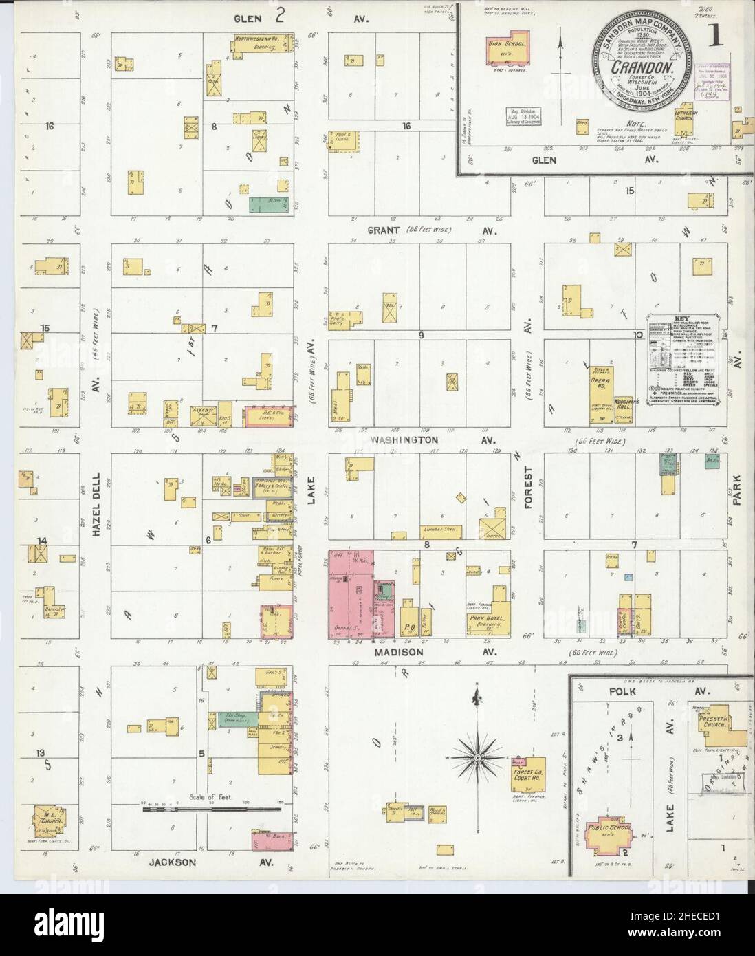 Sanborn Fire Insurance Map from Crandon, Forest County, Wisconsin Stock ...