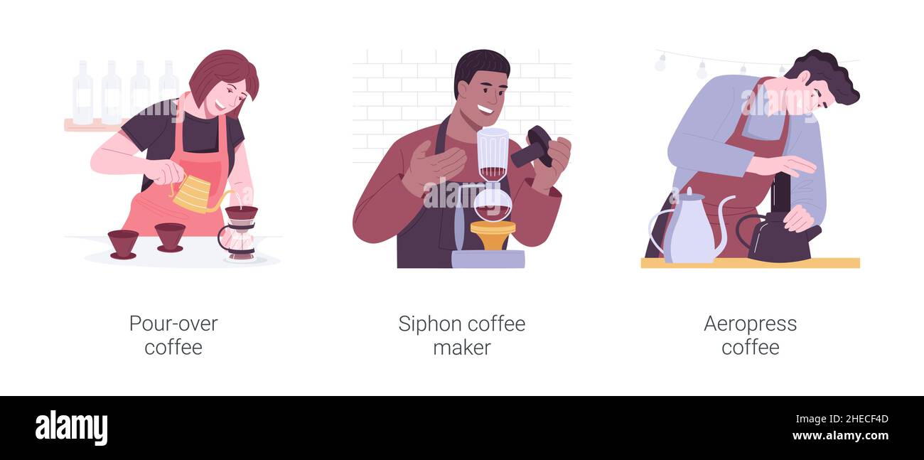 Specialty coffee isolated cartoon vector illustrations set Stock Vector ...