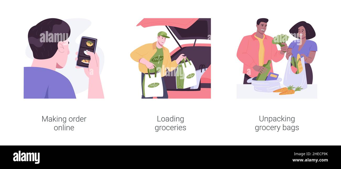 Curbside pickup at a grocery store isolated cartoon vector ...