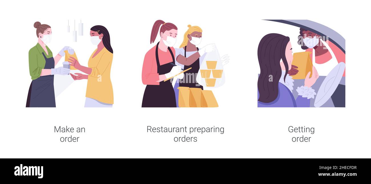 Curbside pickup at a restaurant isolated cartoon vector illustrations ...