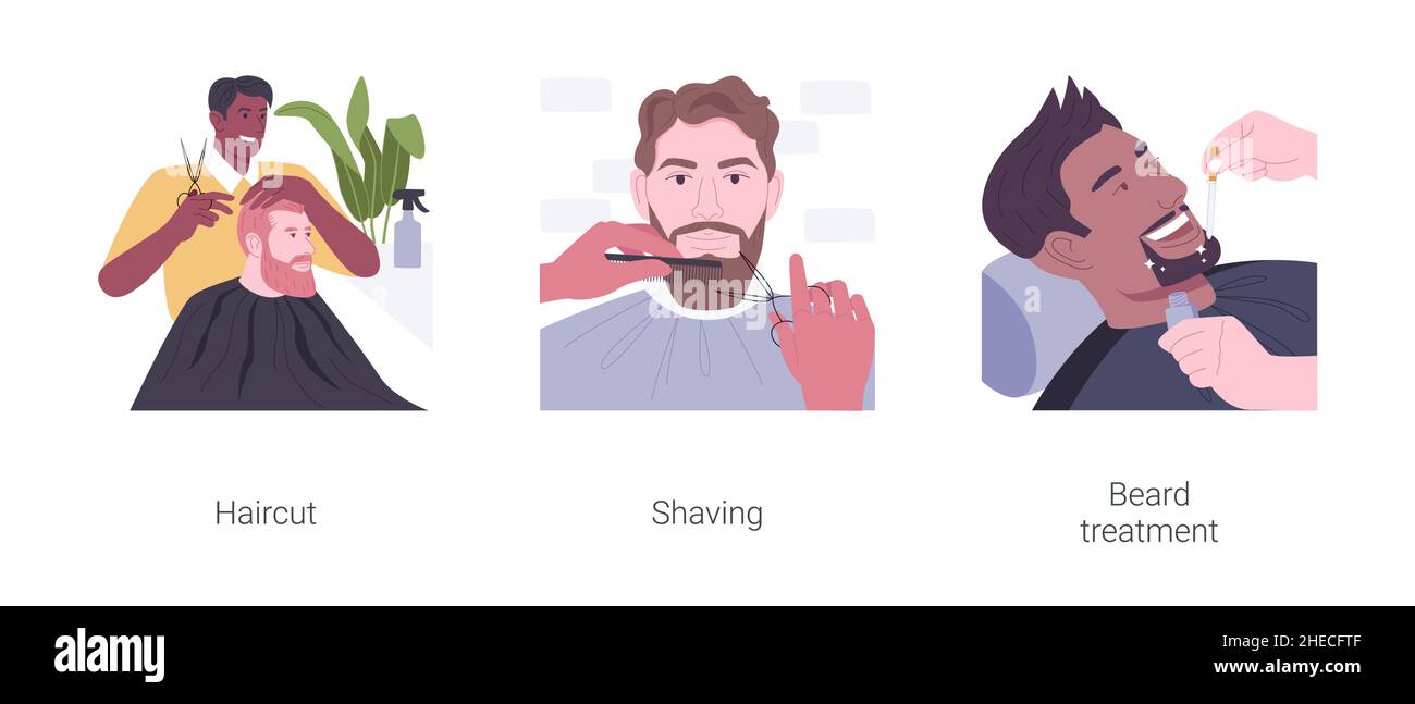 Barbershop isolated cartoon vector illustrations set Stock Vector Image ...