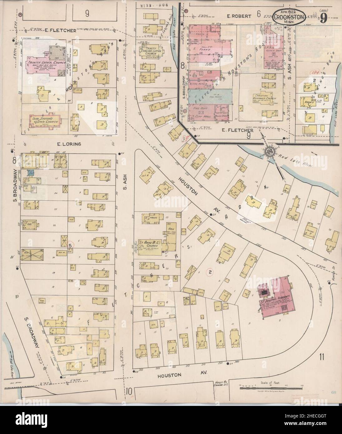 Sanborn Fire Insurance Map from Crookston, Polk County, Minnesota Stock ...