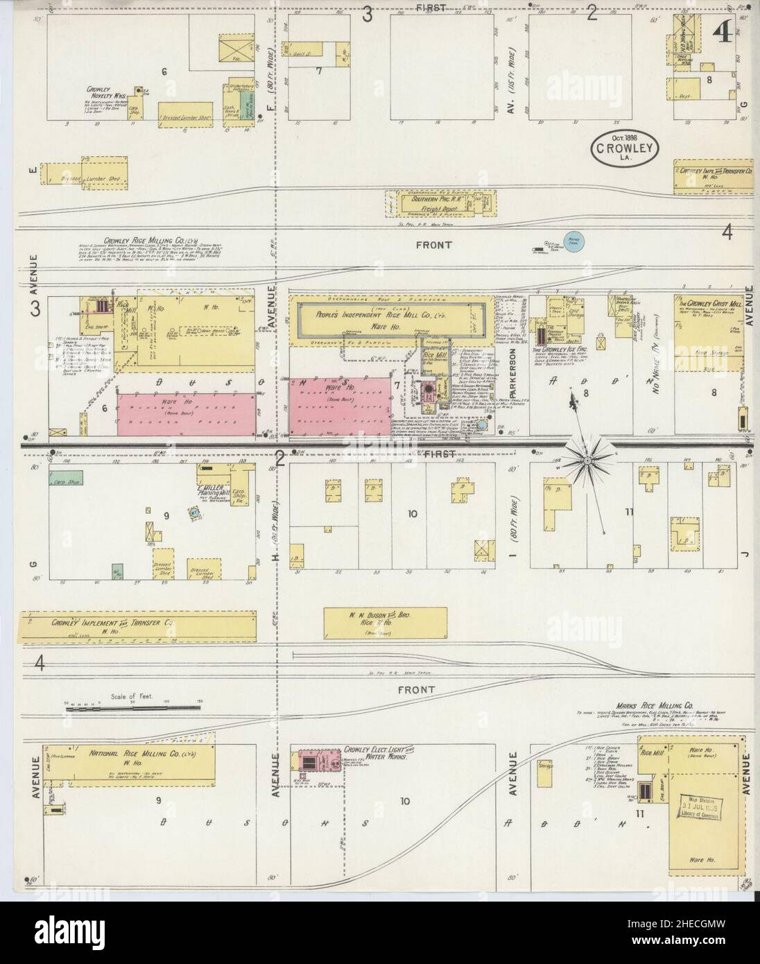Sanborn Fire Insurance Map from Crowley, Acadia Parish, Louisiana Stock ...