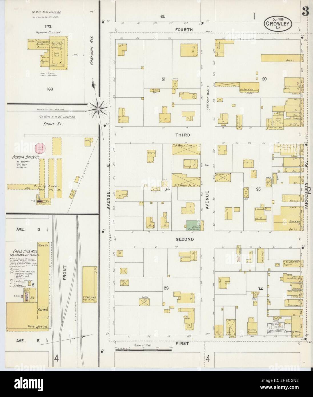 Sanborn Fire Insurance Map from Crowley, Acadia Parish, Louisiana Stock ...
