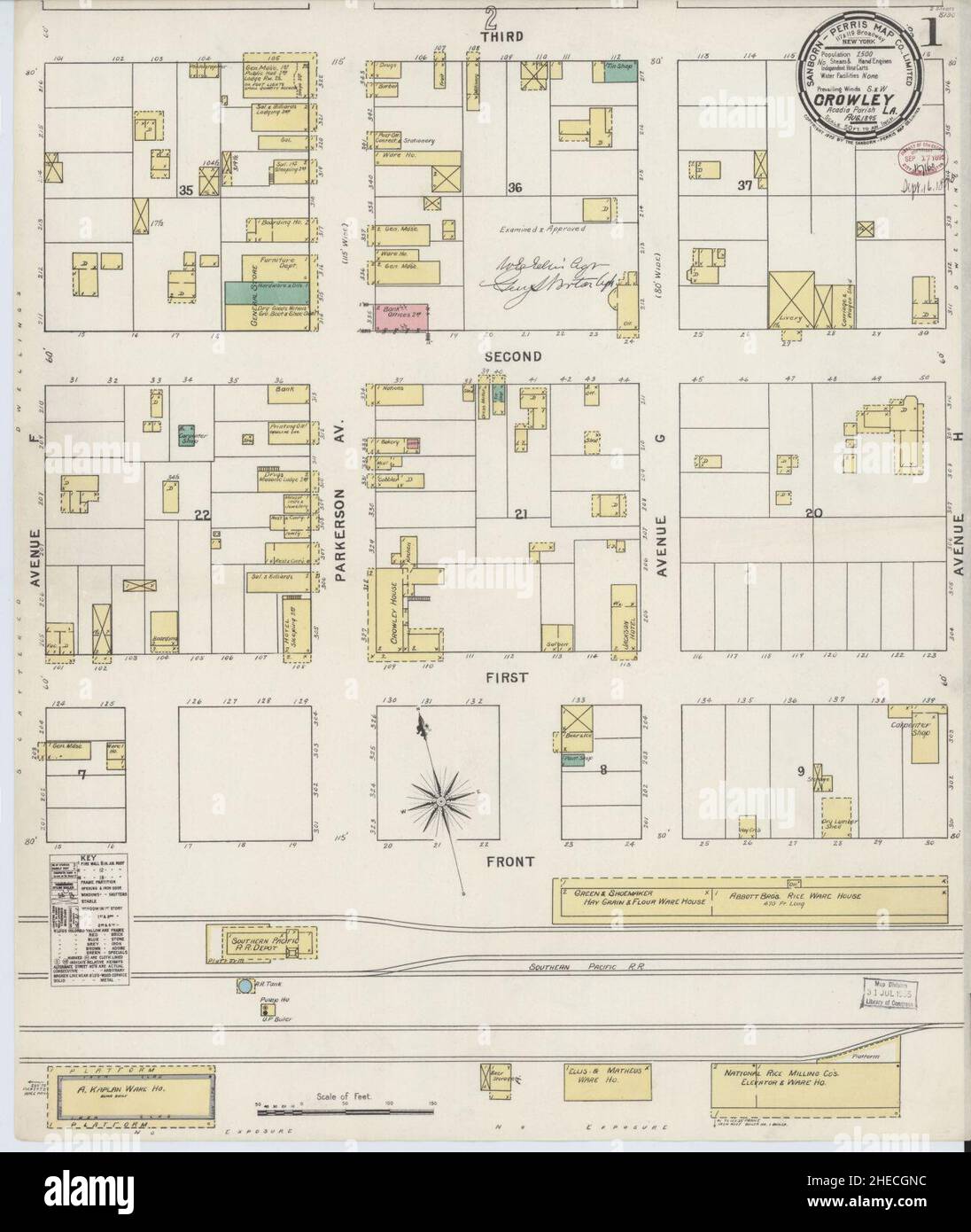 Sanborn Fire Insurance Map from Crowley, Acadia Parish, Louisiana Stock ...