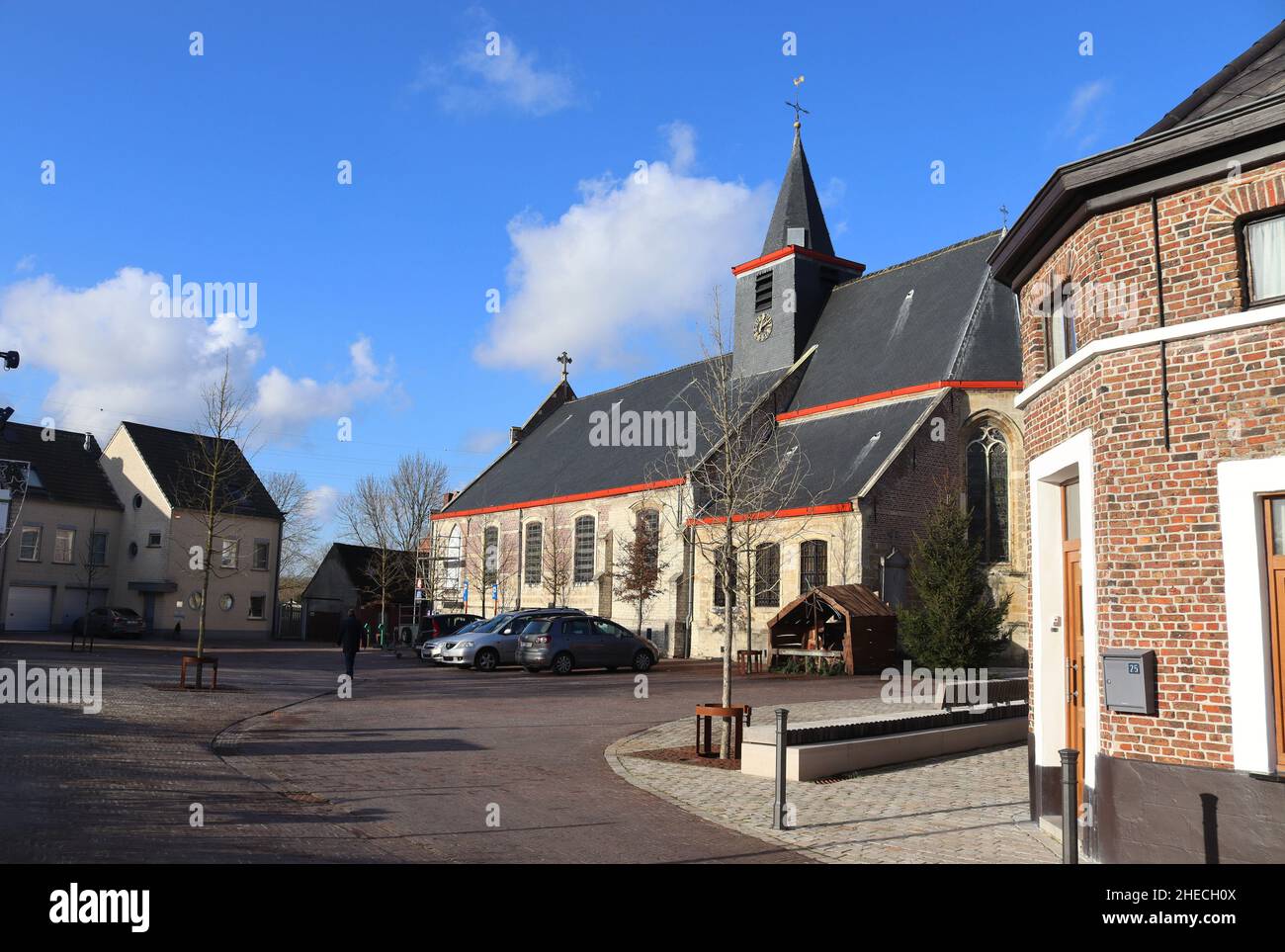 LEBBEKE, BELGIUM, 6 JANUARY 2022: The village center and St. Martin's ...