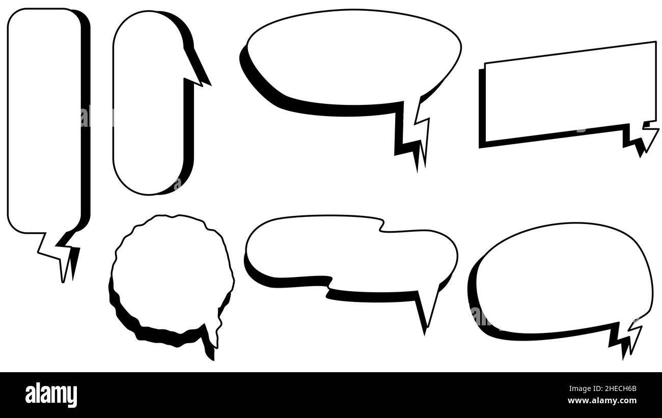 Collection set of the blank white speech bubbles, thinking bubbles ...