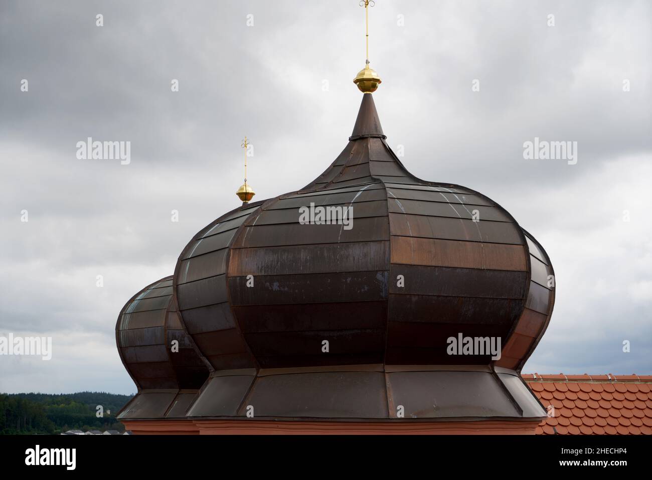 Onion dome with onion helmet or onion dome photographed on a church ...