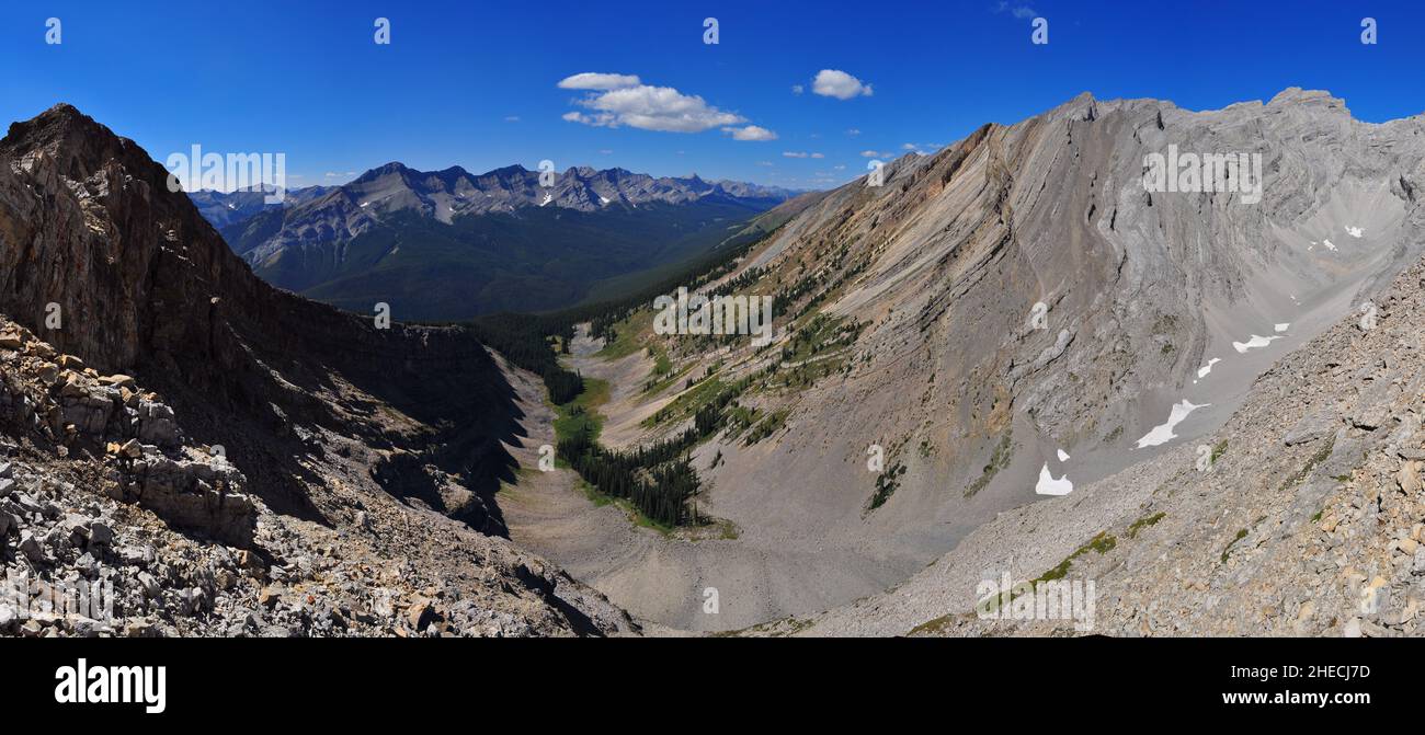 Panoramic from the top of Cascade Mountain, Banff National Park, British Columbia, Canada Stock ...