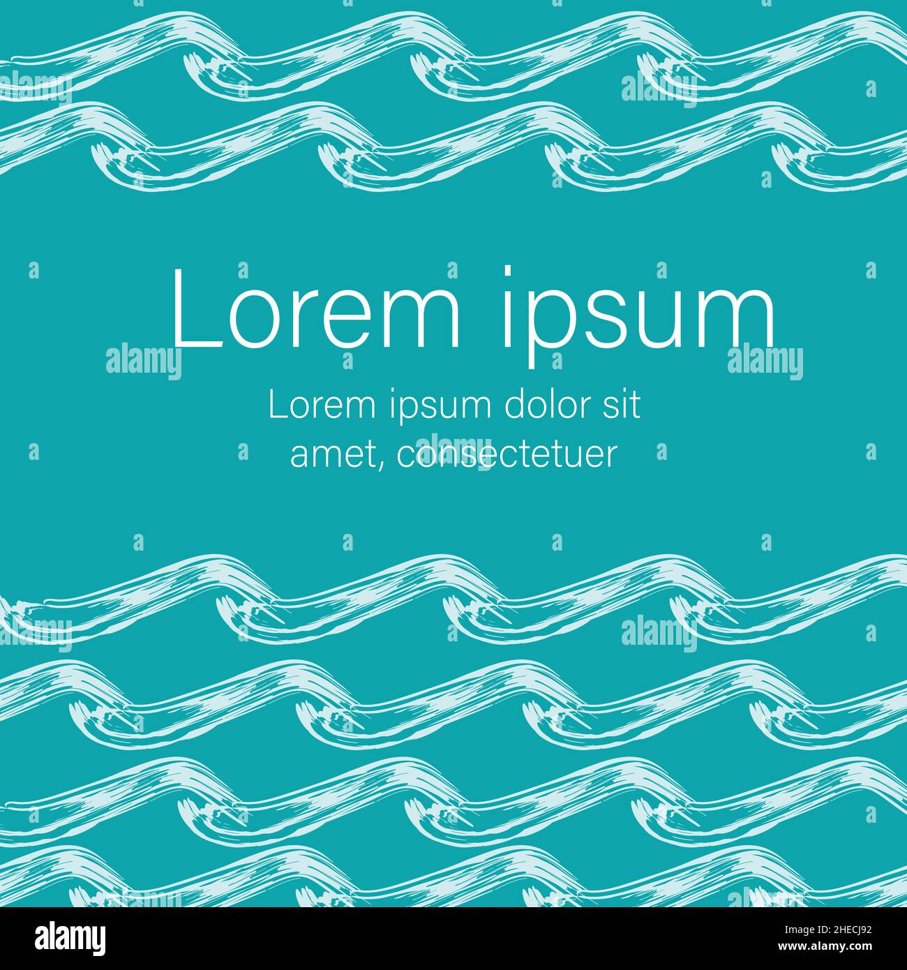 Ocean waves vector template with space for text. Hand drawn painted ...