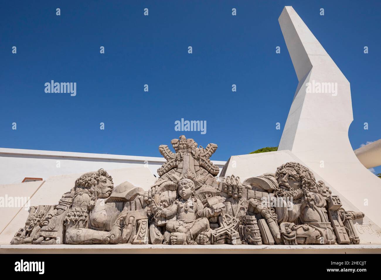 Mexico, Quintana Roo, fresco near the Mayan Culture Museum Stock Photo ...