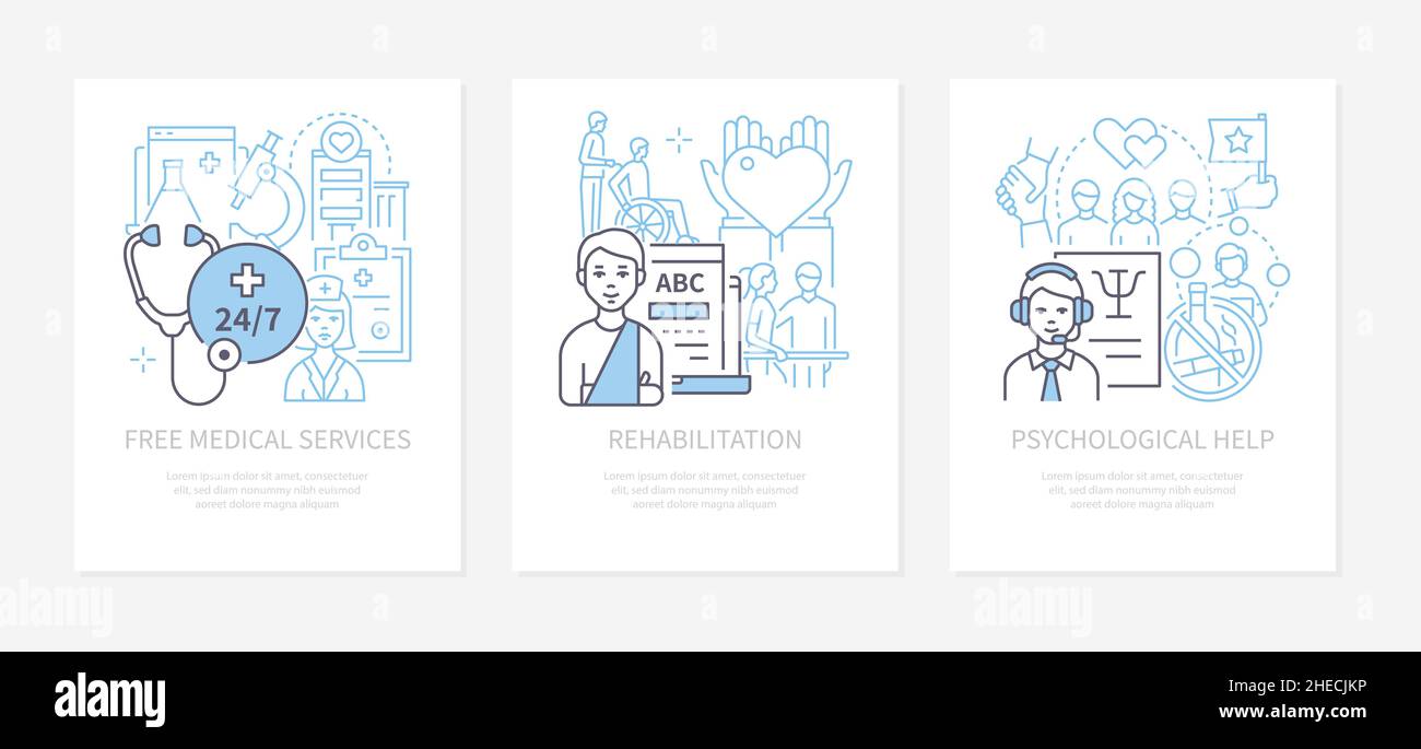Health care - modern line design style banners set on white background ...