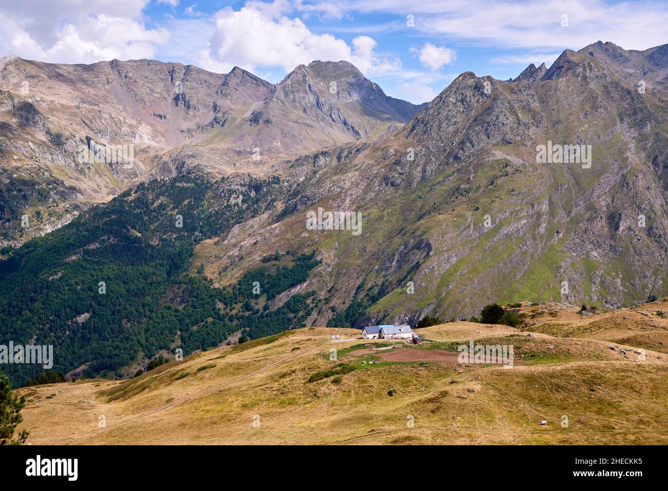 France, Pyrenees Atlantiques, Bearn, Laruns, Soussoueou valley from Le ...