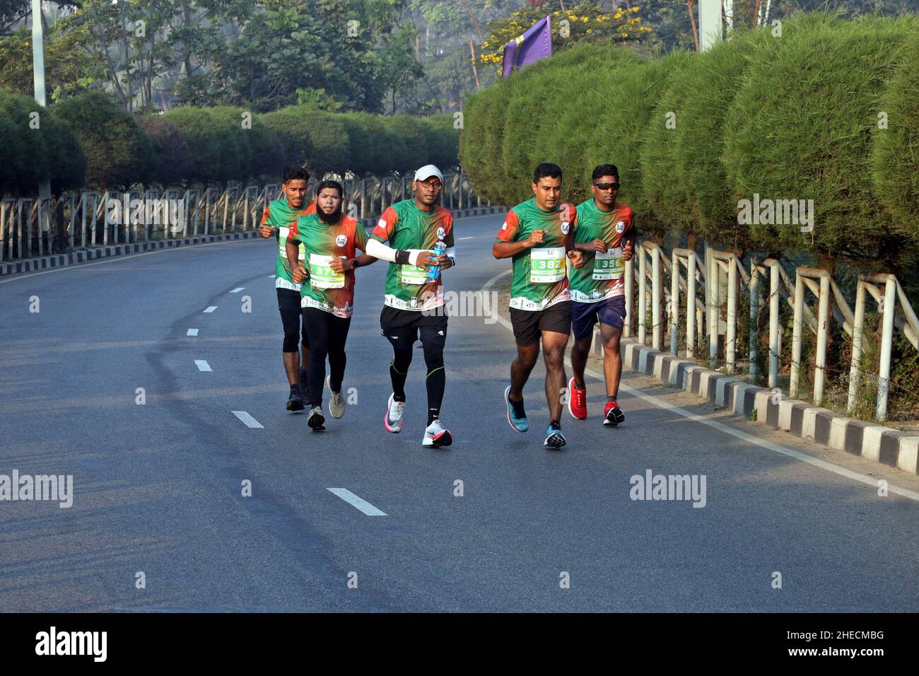Marathon runners participate during the race of the Bangabandhu Sheikh ...