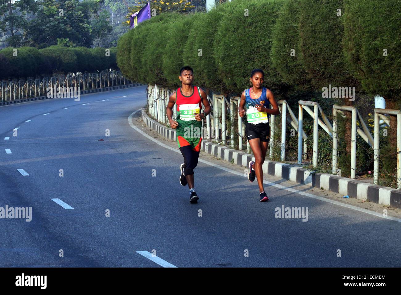 Marathon runners participate during the race of the Bangabandhu Sheikh ...
