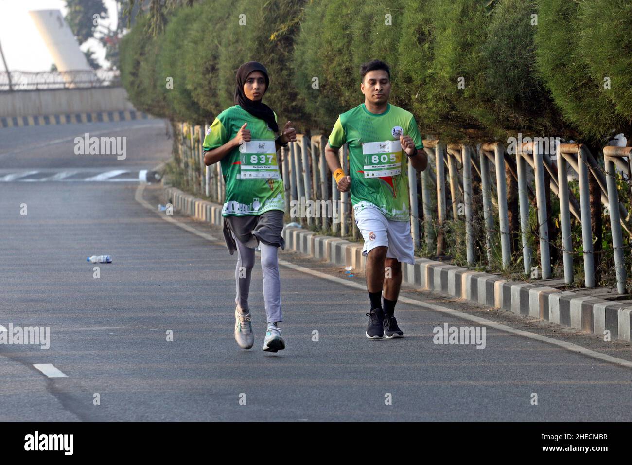 Marathon runners participate during the race of the Bangabandhu Sheikh ...