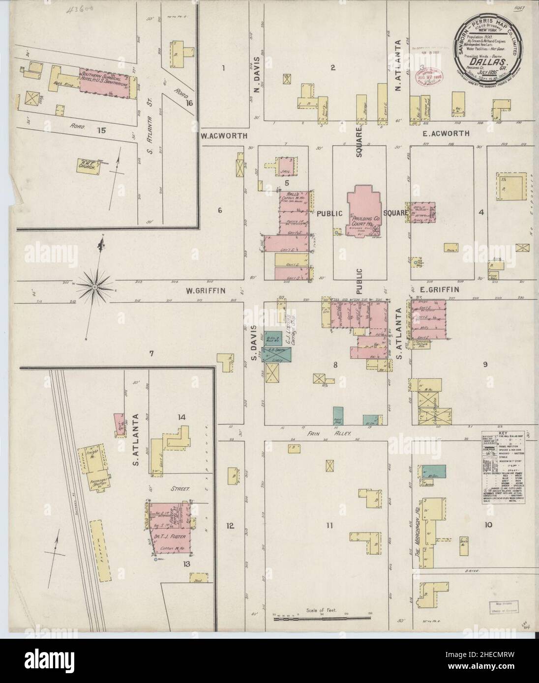 Sanborn Fire Insurance Map from Dallas, Paulding County, Georgia Stock ...