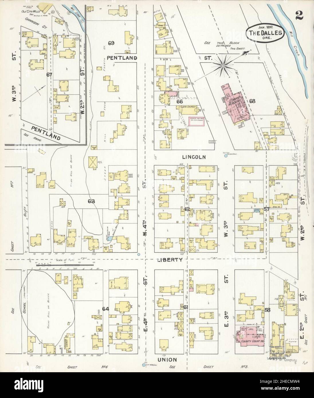 Sanborn Fire Insurance Map from Dalles, The, Wasco County, Oregon Stock ...