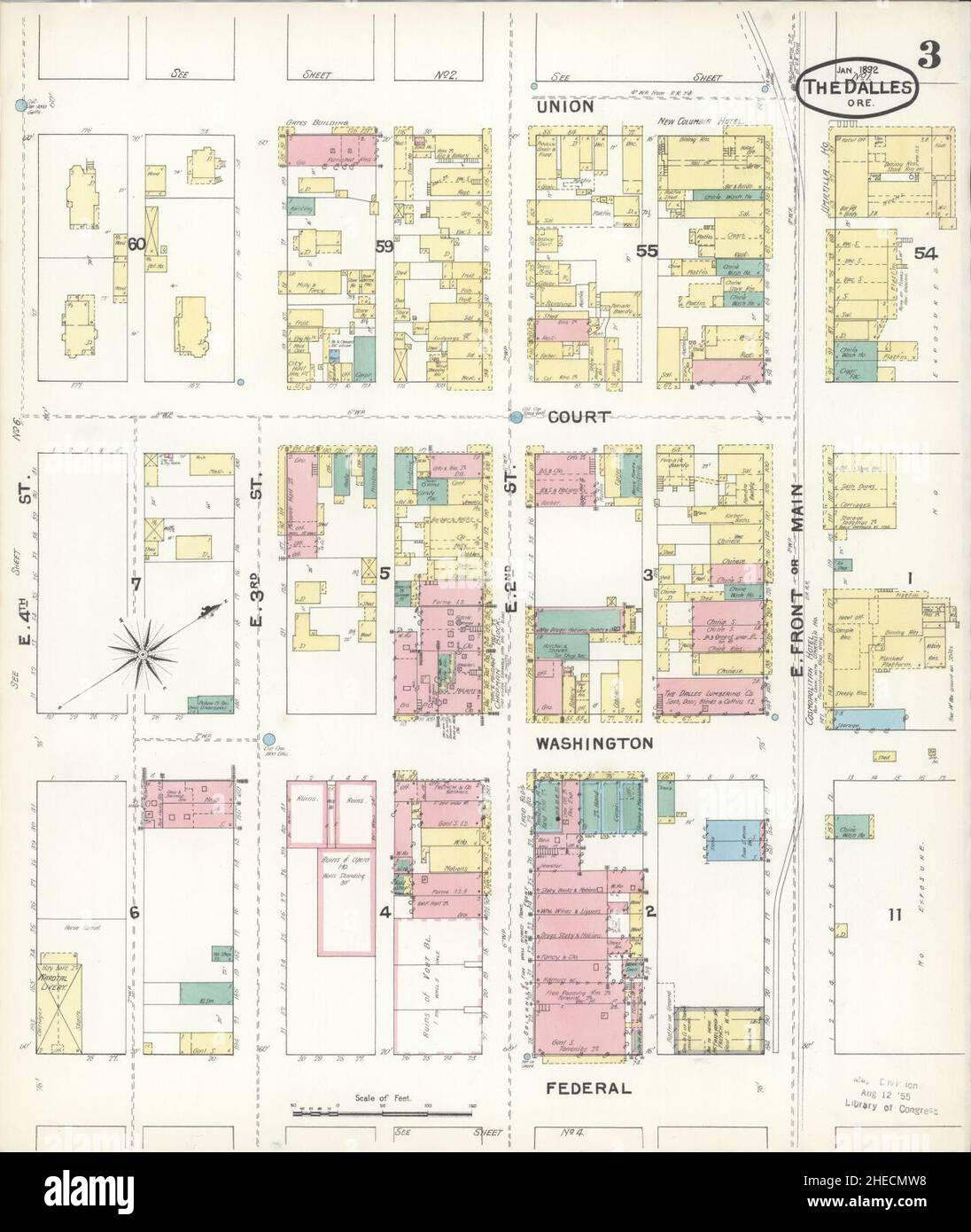 Sanborn Fire Insurance Map from Dalles, The, Wasco County, Oregon Stock ...