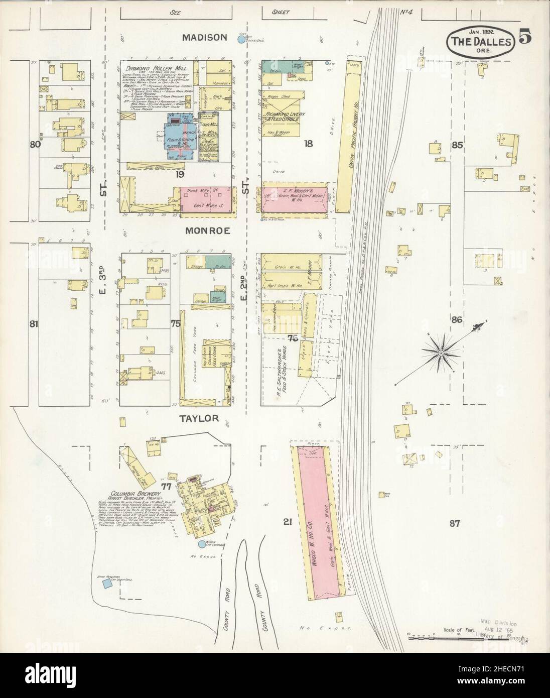 Sanborn Fire Insurance Map from Dalles, The, Wasco County, Oregon Stock ...