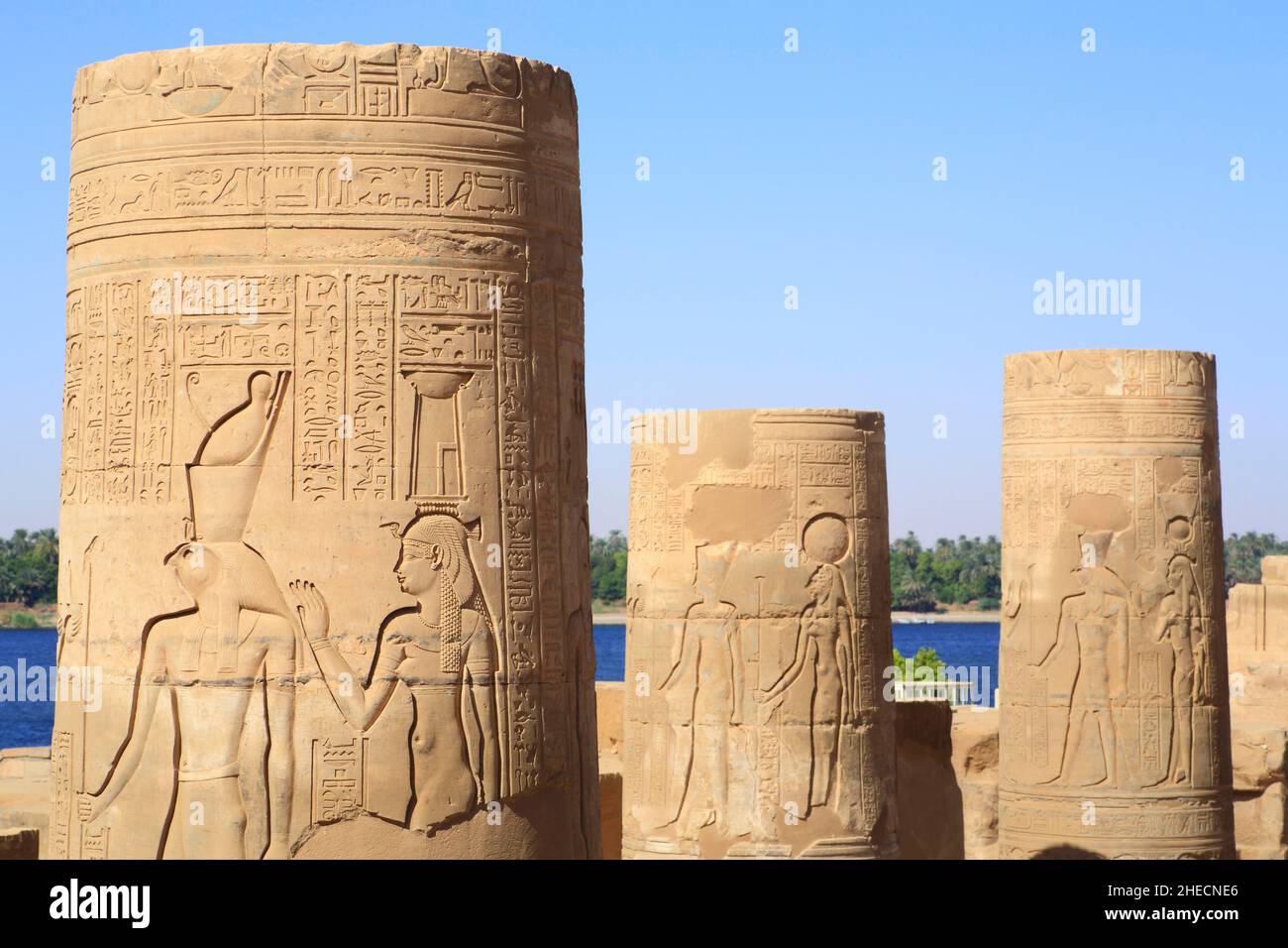 Egypt, Upper Egypt, Nile valley, Kom Ombo, temple of Sobek and Haroeris ...