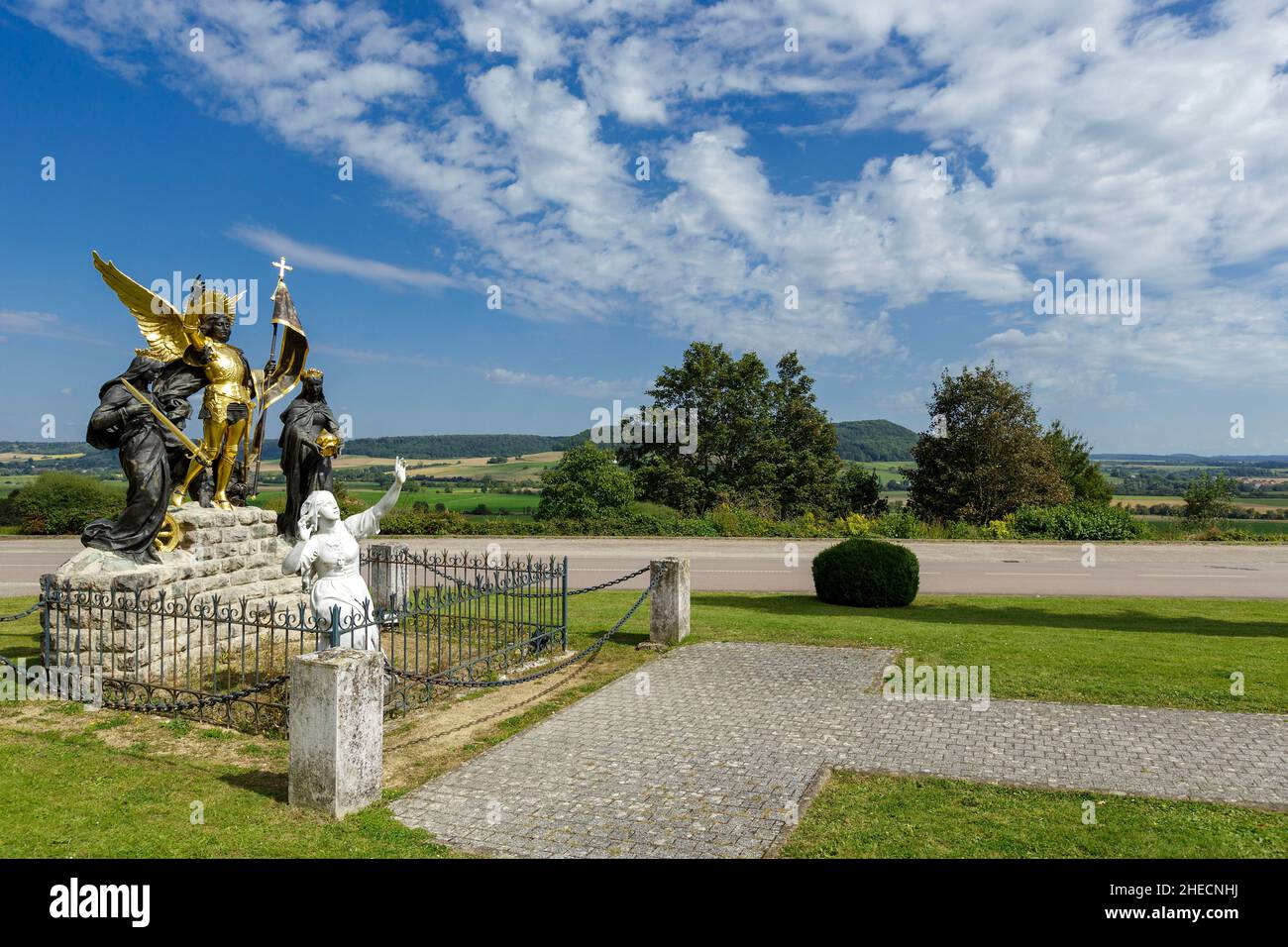 France, vosges, Domremy la Pucelle, birthplace of Joan of Arc, group of ...