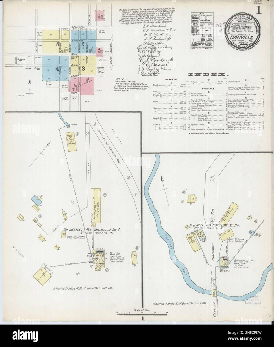 Sanborn Fire Insurance Map from Danville, Boyle County, Kentucky Stock ...