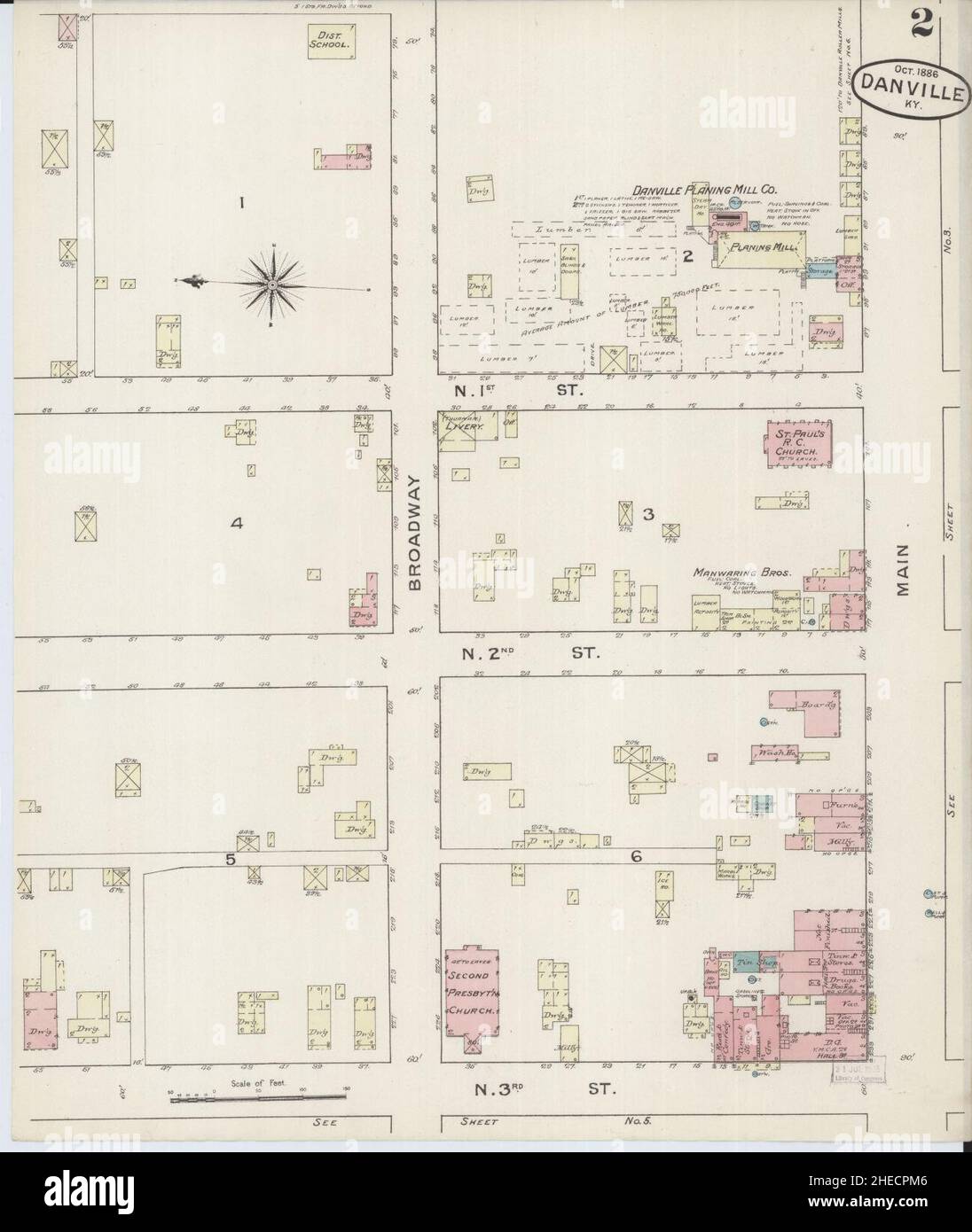 Sanborn Fire Insurance Map from Danville, Boyle County, Kentucky Stock ...
