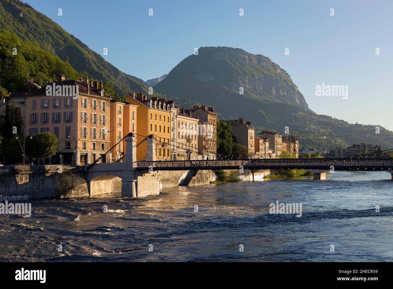 France, Isere, Grenoble, banks of Isere river, Saint Laurent and its ...
