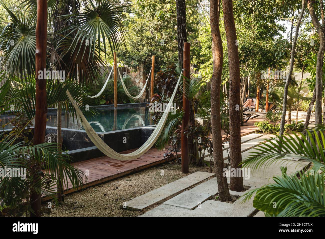 Mexico, Quintana Roo, Tulum, a hotel pool Stock Photo - Alamy