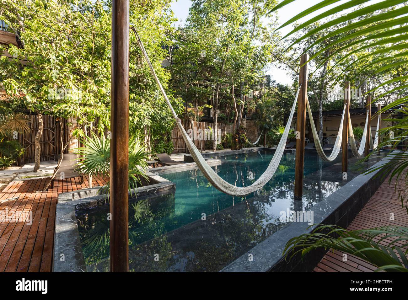 Mexico, Quintana Roo, Tulum, a hotel pool Stock Photo - Alamy