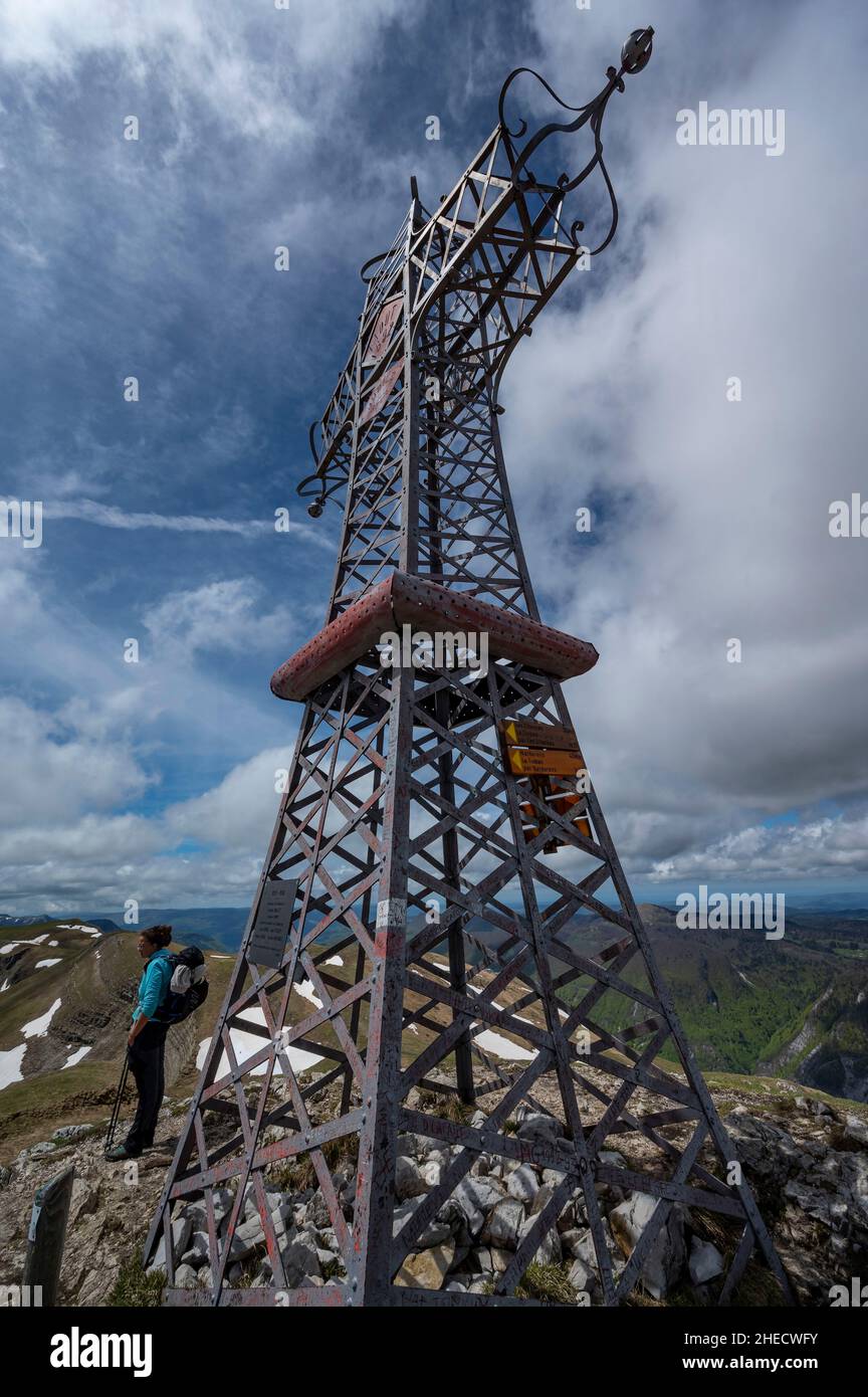 France, Ain, Jura massif, regional natural park, hike to the top of the ...