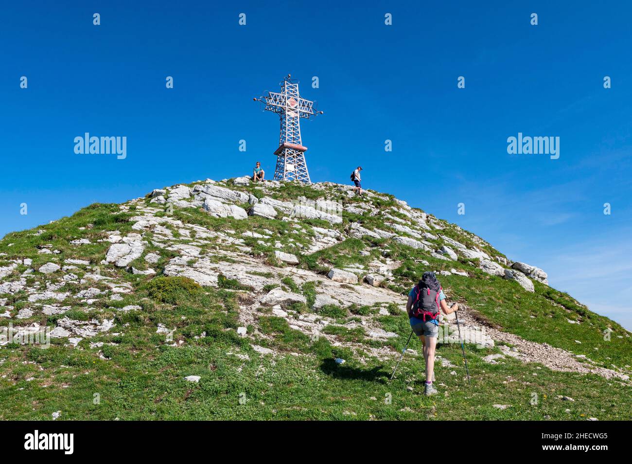 France, Ain, Jura massif, regional natural park, hike to the top of the ...
