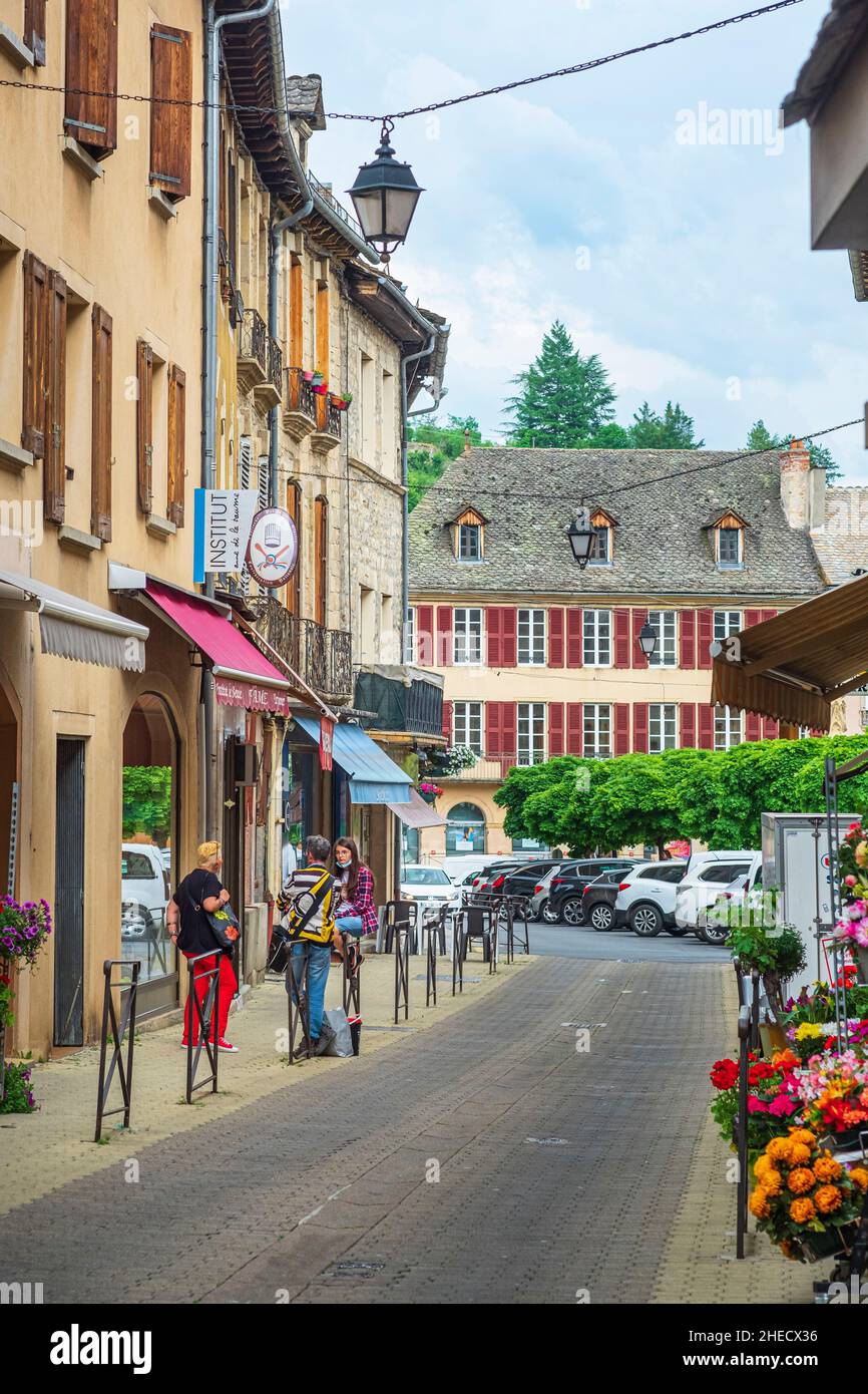 France, Lozere, Marvejols, street of the historic centre Stock Photo ...