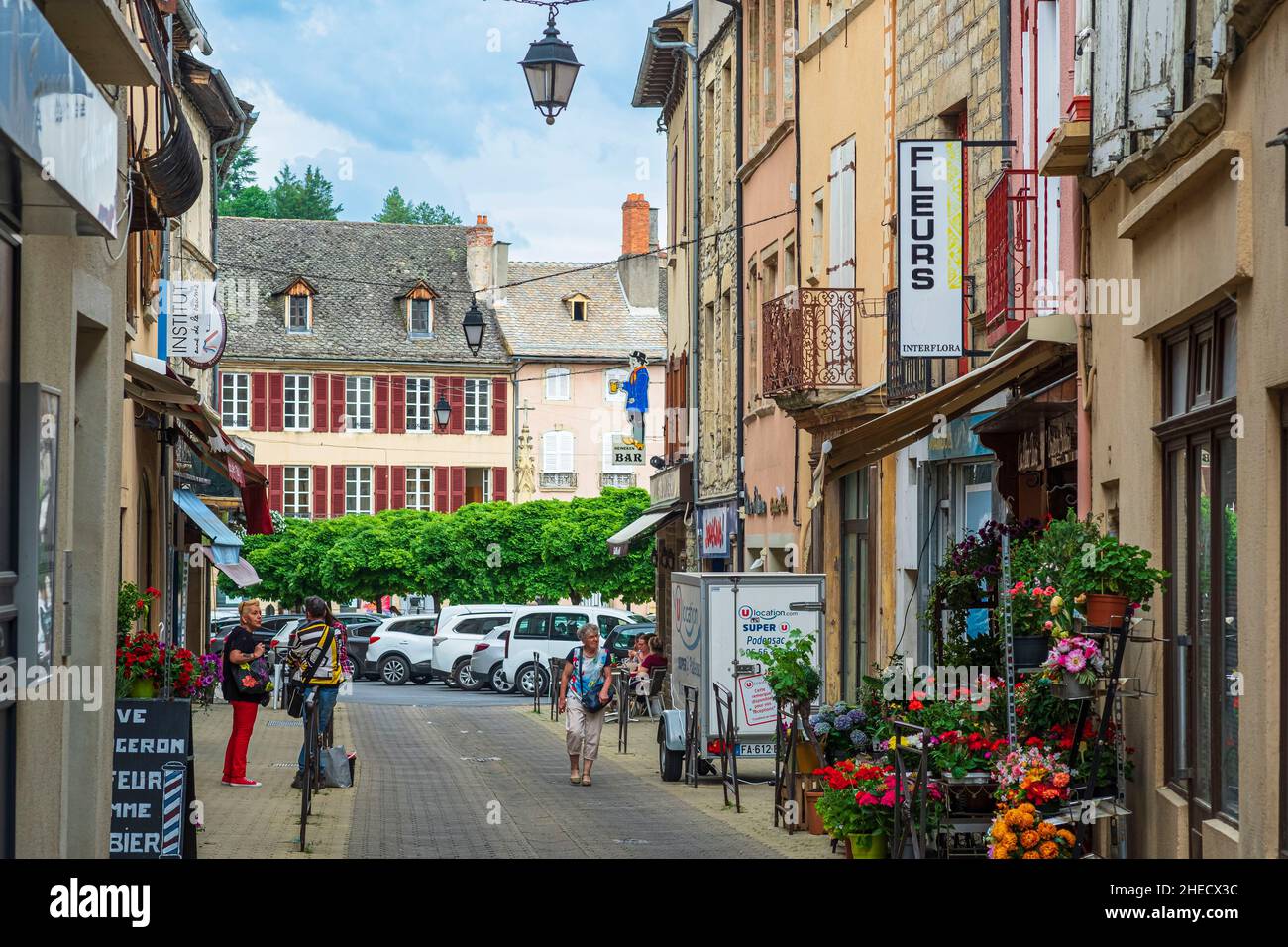 France, Lozere, Marvejols, street of the historic centre Stock Photo ...