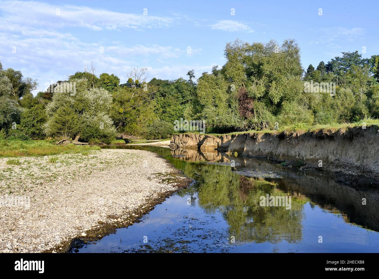 France, Doubs, Allenjoie, river, Allan, lower valley, low water, summer ...