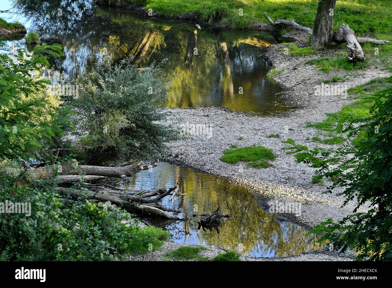France, Doubs, Allenjoie, river, Allan, lower valley, low water, summer ...