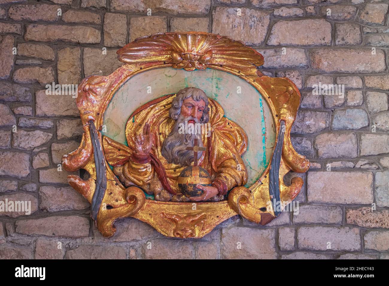 France, Lozere, Lanuejols, 12th century Saint-Pierre Romanesque church ...