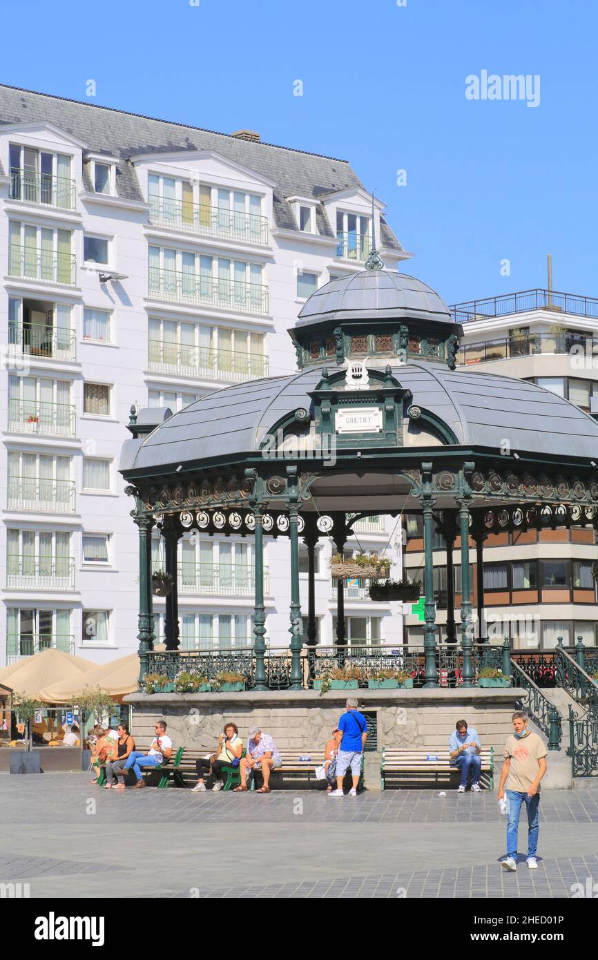 Belgium, West Flanders, Ostend, town center, Wapen square, bandstand ...