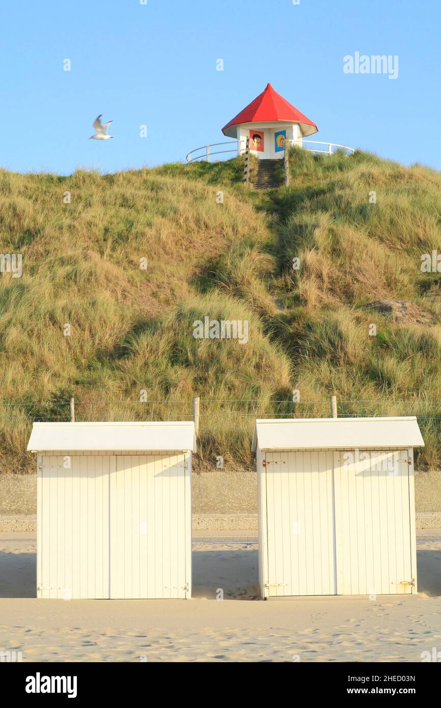 Belgium, West Flanders, De Haan, Wenduine, view from the beach on the ...