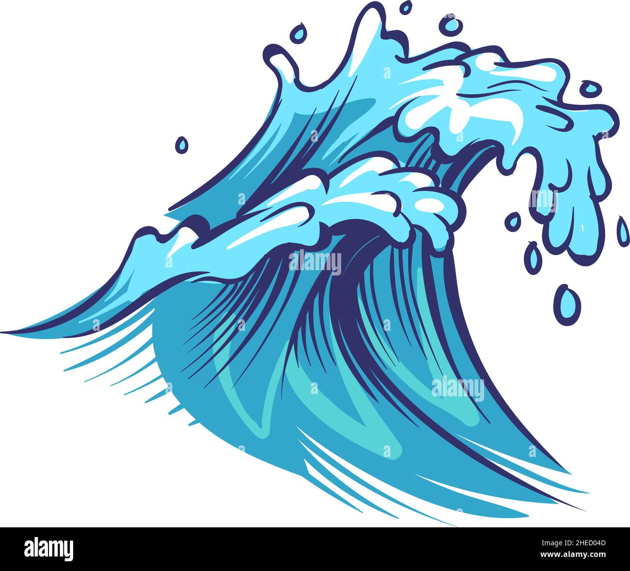 Water splash. Blue wave with big foam. Rushing stream Stock Vector ...