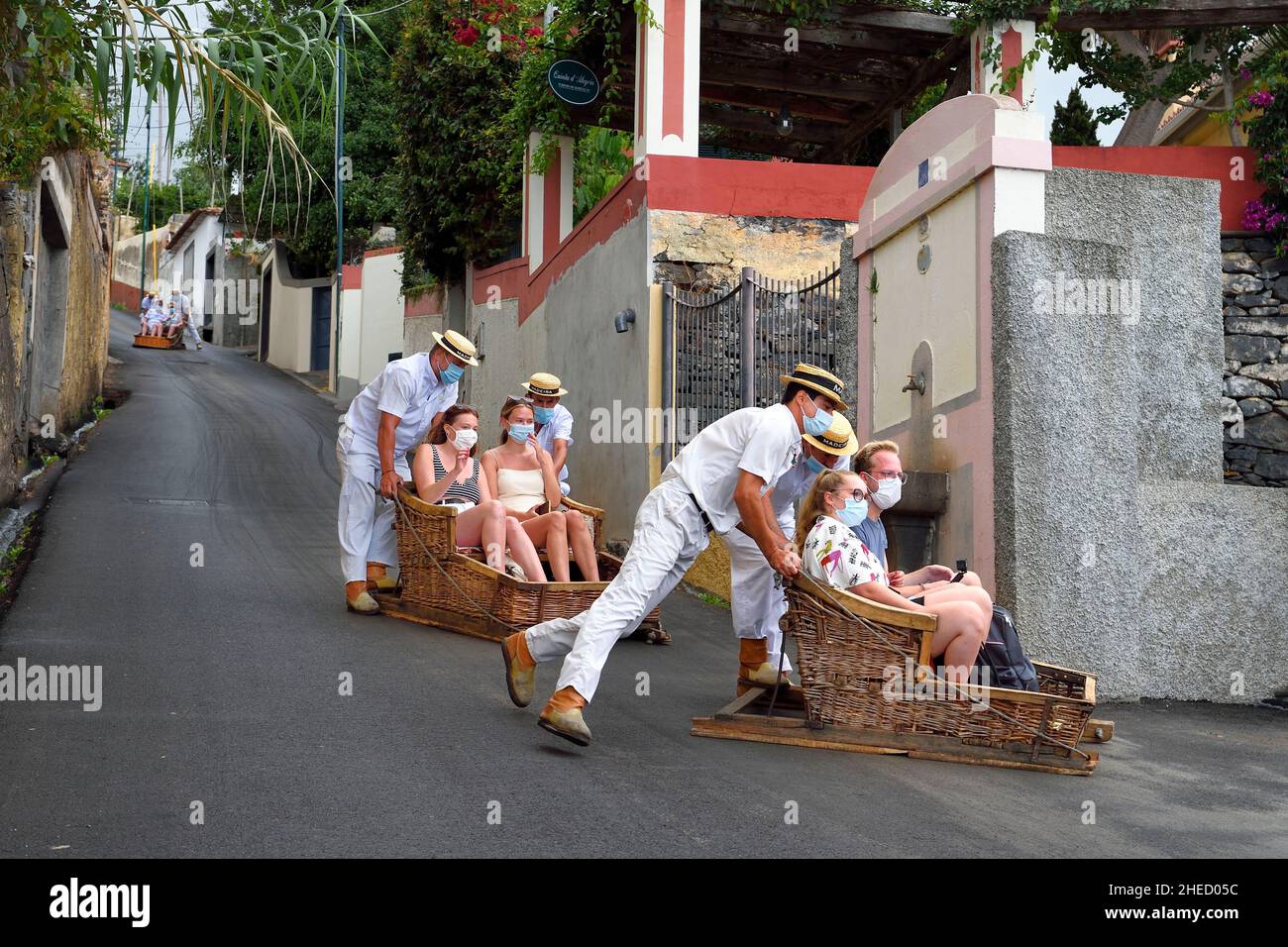 Portugal, Madeira Island, Funchal, tourists descending from the ...