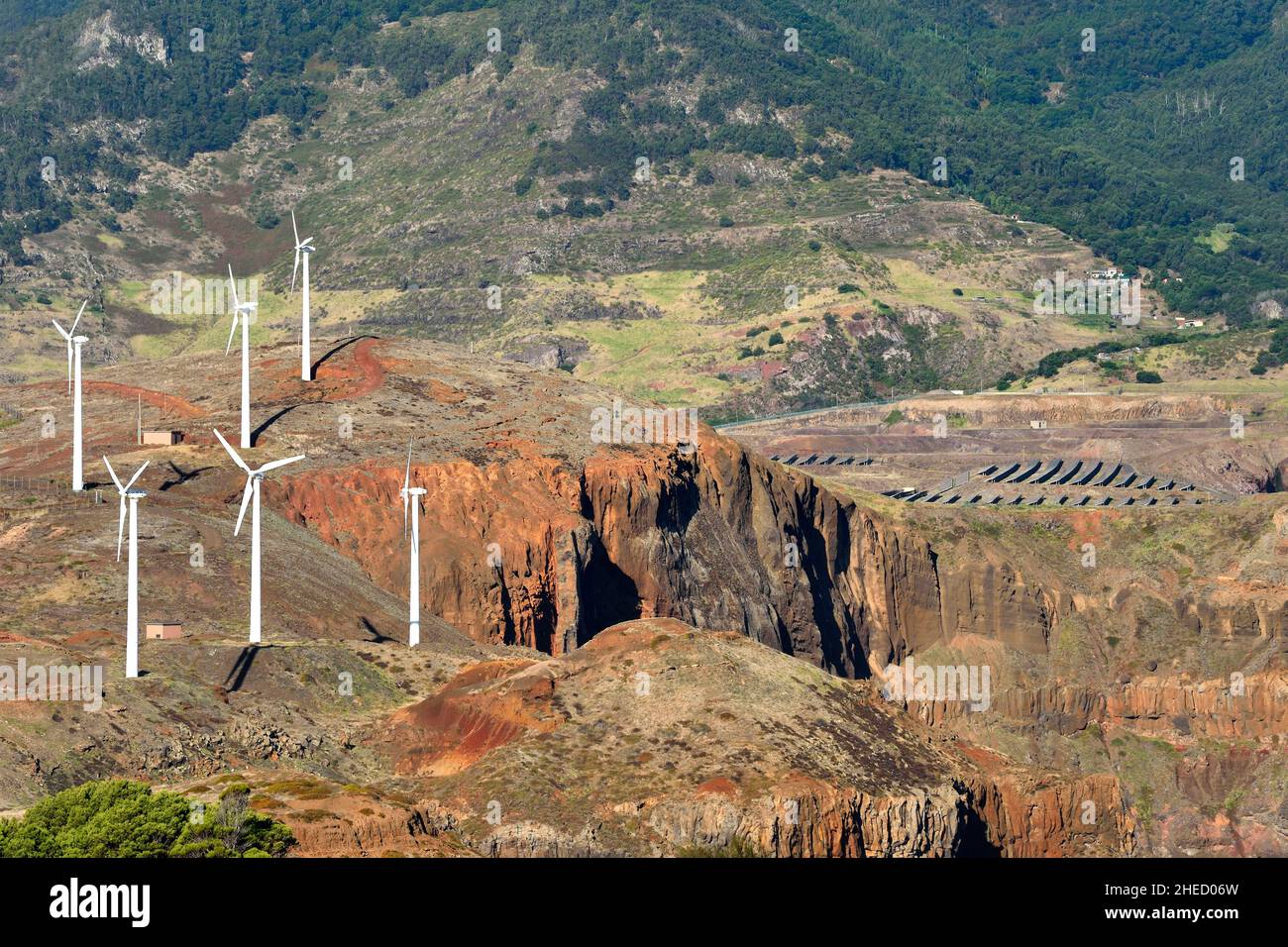 Portugal, Madeira Island, wind turbines at the Ponta de Sao Louren?o in ...