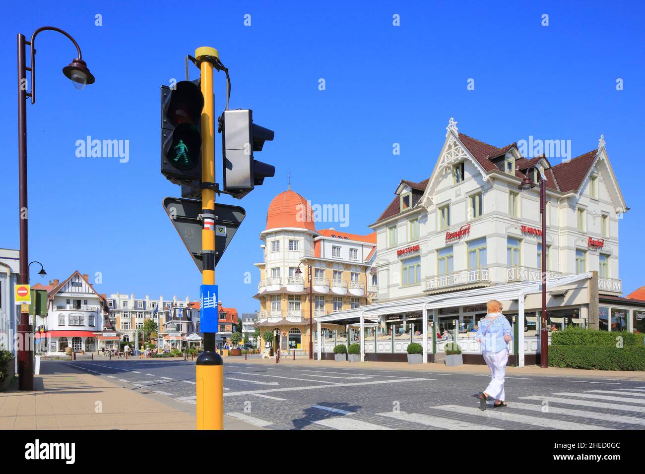 Belgium, West Flanders, De Haan, La Concession district, pedestrian ...