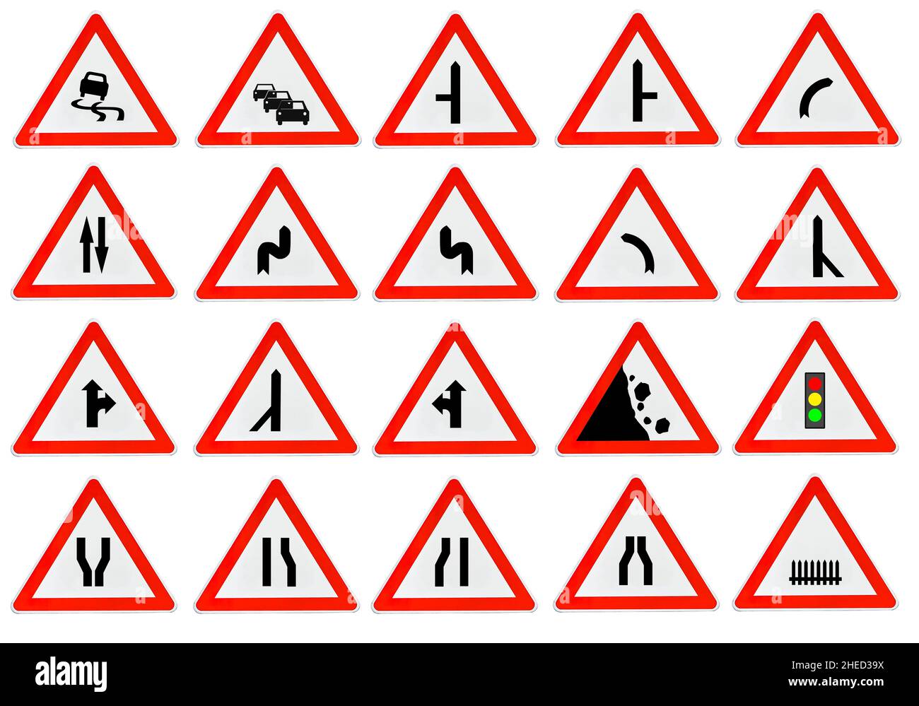 Slippery road sign Cut Out Stock Images & Pictures - Alamy