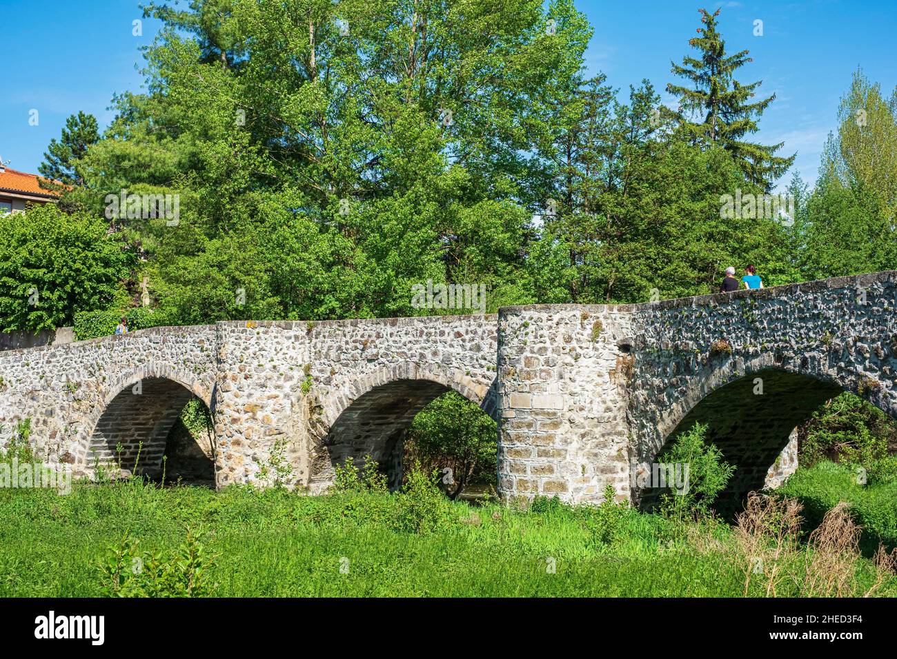 France, Haute-Loire, Aiguilhe, 14th century Roderie bridge over the ...